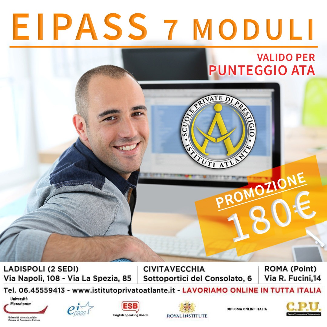 Corsi di informatica con certificazione EIPASS, Civitavecchia, Ladispoli.